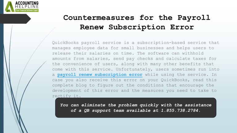 QuickBooks Payroll Renew Subscription Error: Fixes