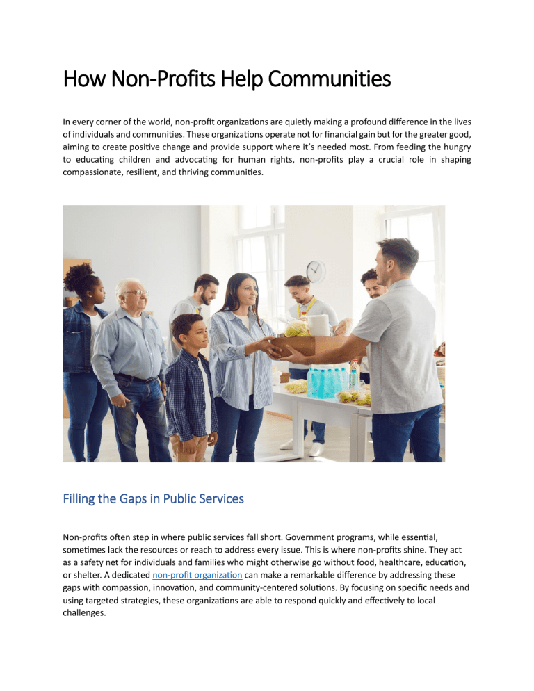 How Non-Profits Help Communities: A Vital Role