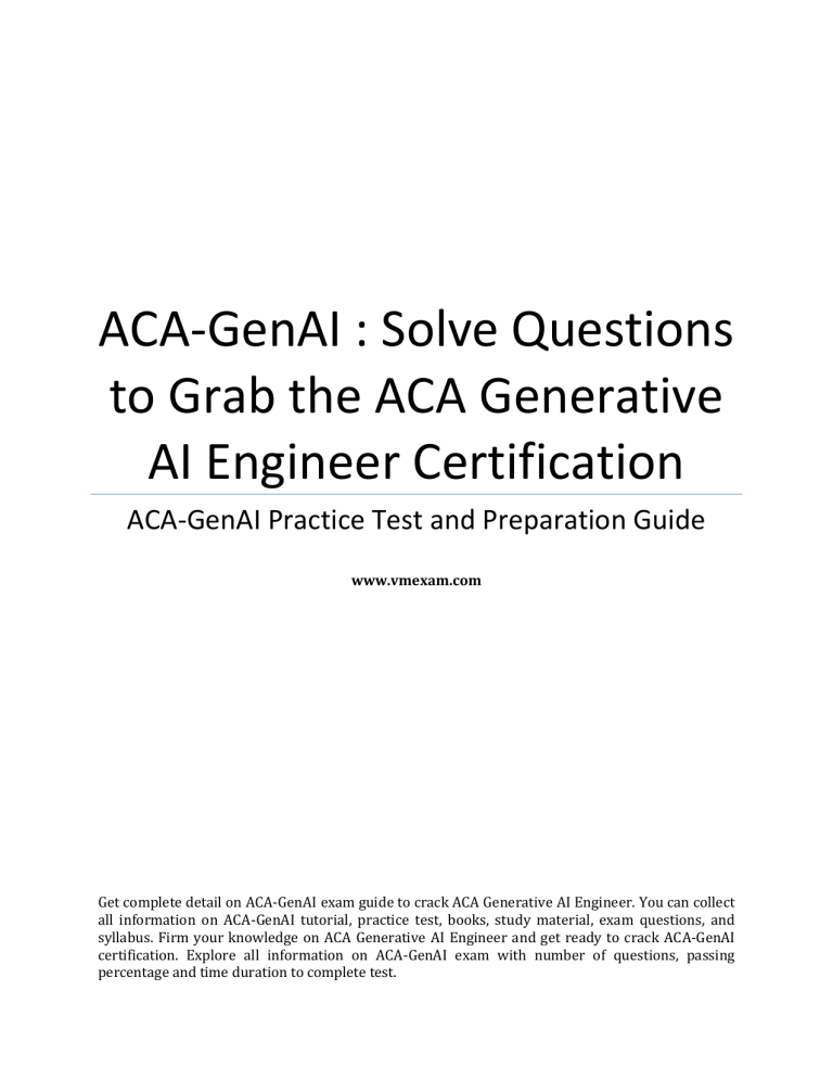 ACA-GenAI Practice Test: Alibaba AI Engineer Certification