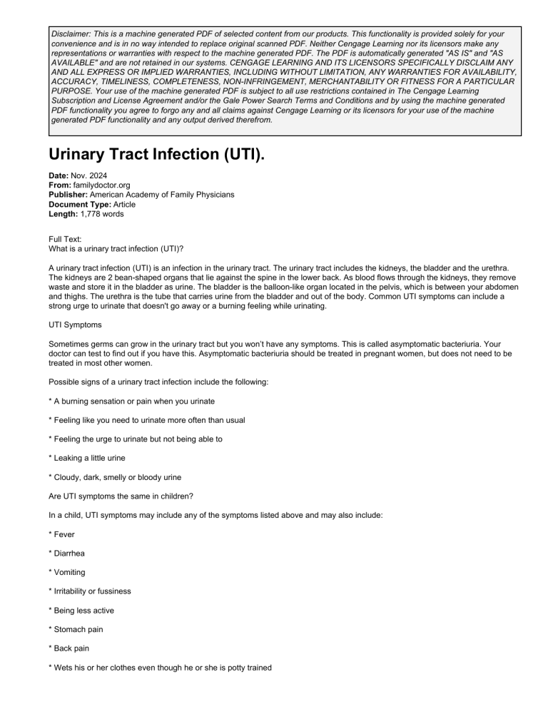 Urinary Tract Infection (UTI): Symptoms & Treatment