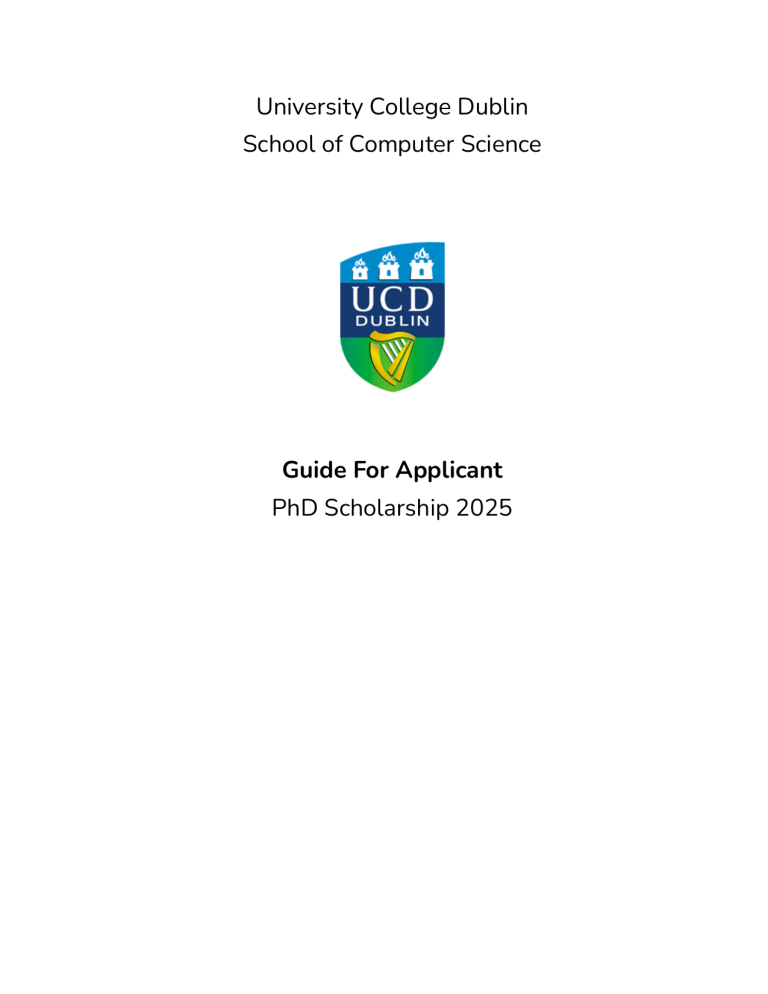 UCD Computer Science PhD Scholarship 2025: Applicant Guide