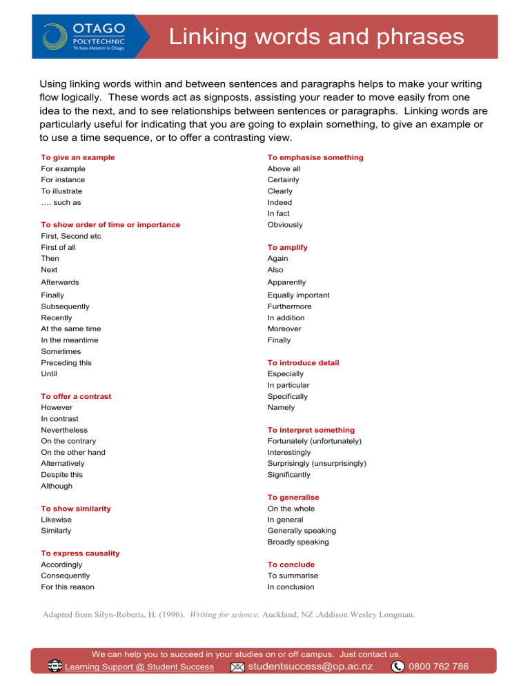Linking Words & Phrases: Improve Your Writing Flow
