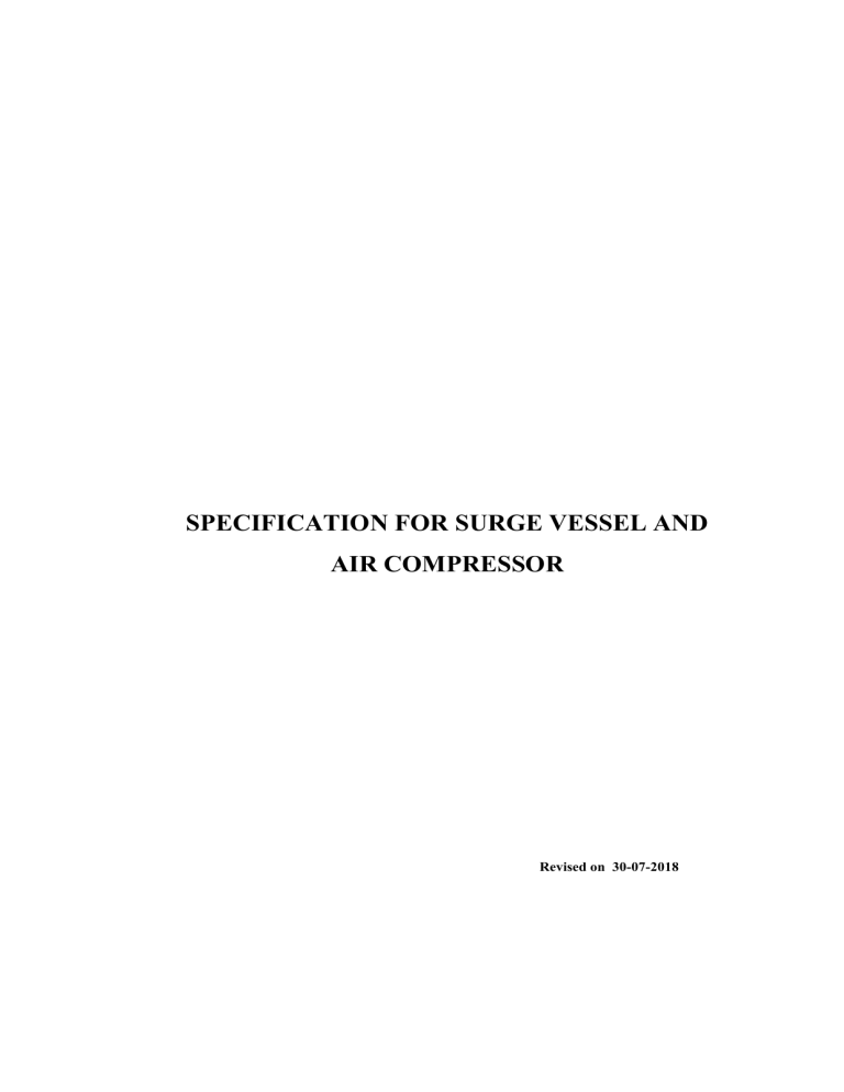 Surge Vessel & Air Compressor Specification