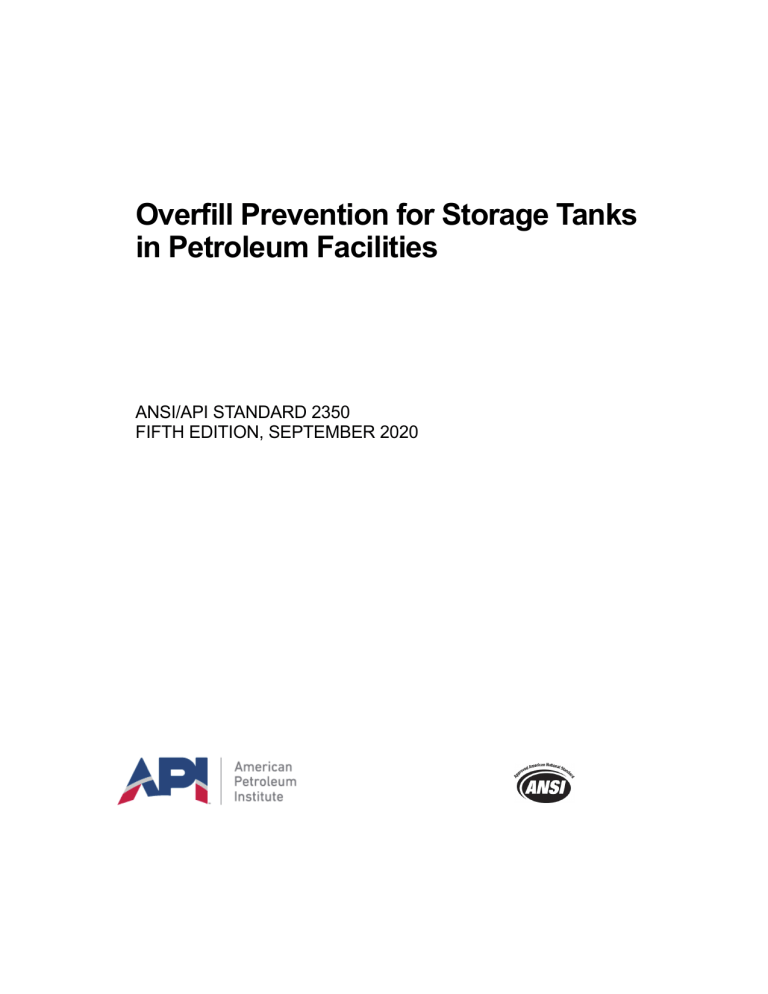 API 2350: Overfill Prevention in Petroleum Facilities