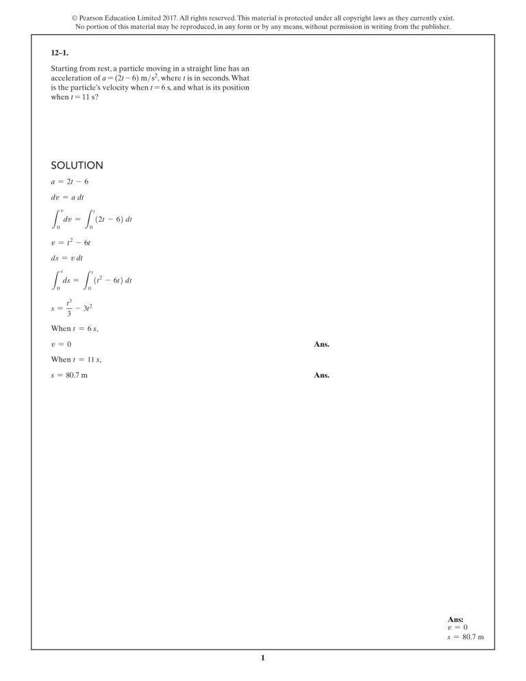 Kinematics Problems & Solutions: Particle Motion