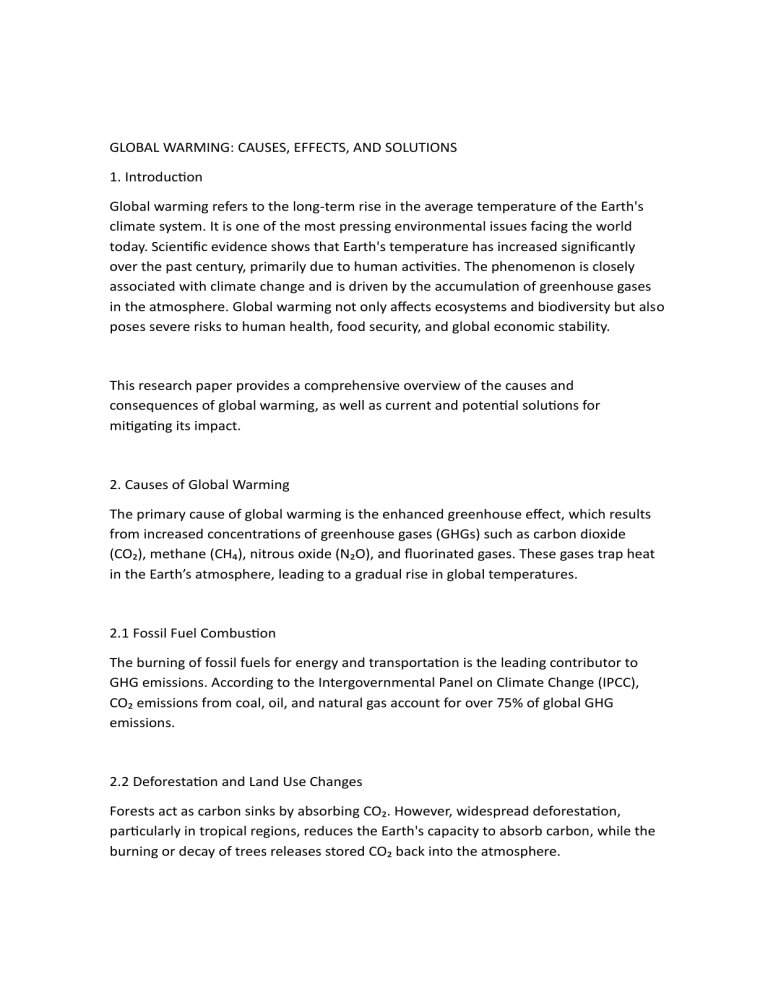 Global Warming: Causes, Effects, and Solutions