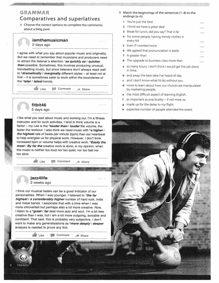 Comparatives & Superlatives Grammar Worksheet