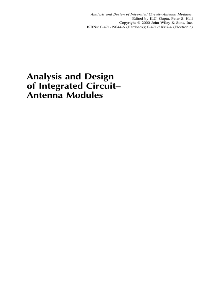 Integrated Circuit-Antenna Module Analysis & Design