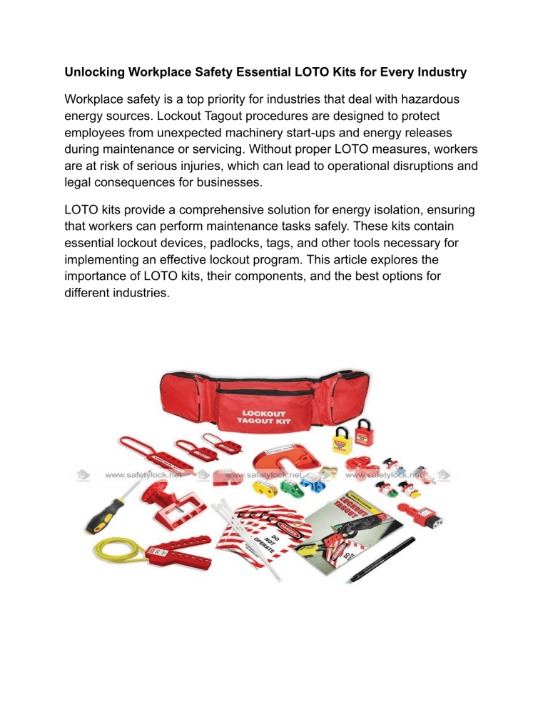 LOTO Kits: Essential Workplace Safety for Every Industry