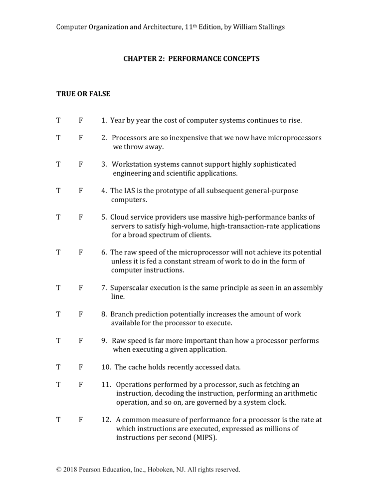 Computer Architecture: Performance Concepts - Chapter 2