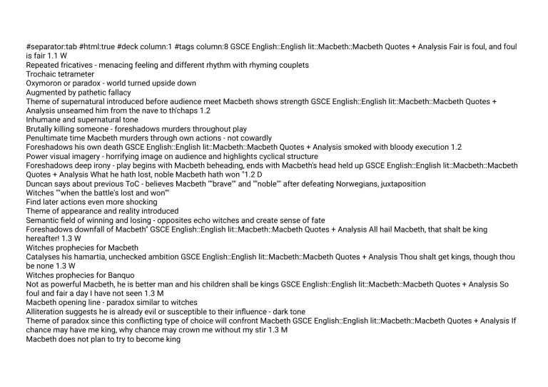Macbeth Quotes & Analysis: GCSE English Literature Notes