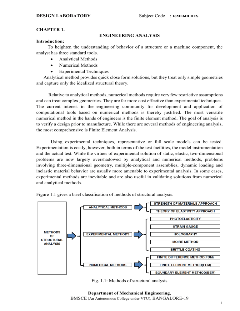 Engineering Analysis & Vibration: Design Lab Manual