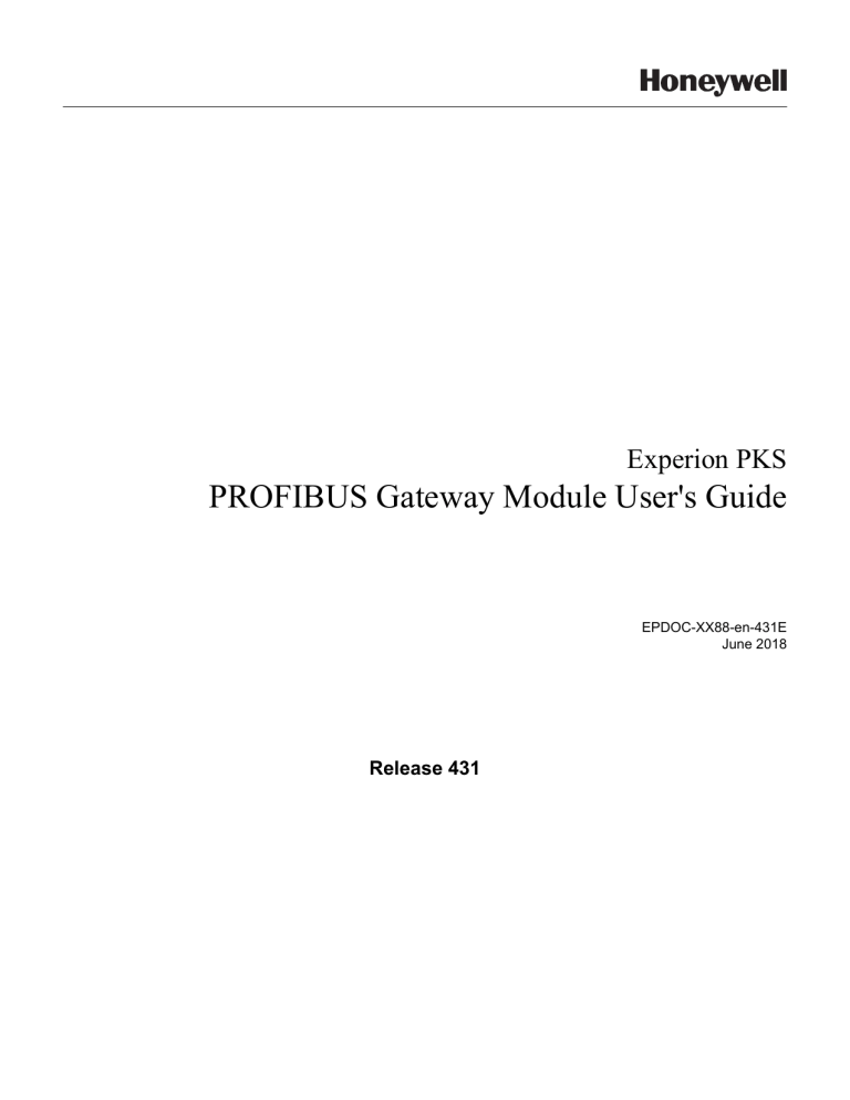 Experion PKS PROFIBUS Gateway Module User Guide
