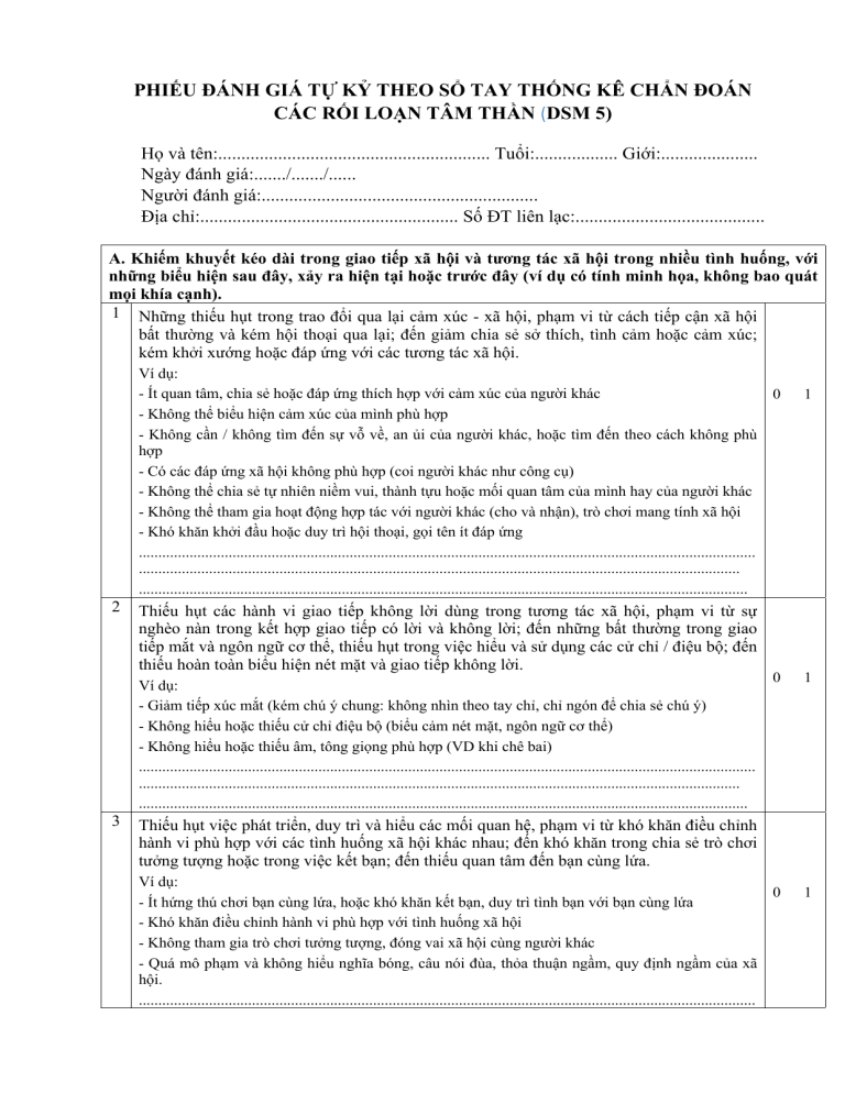 Autism Assessment Form (DSM-5)