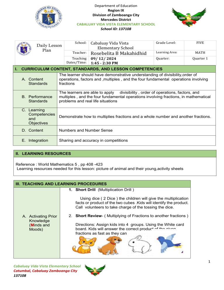 Grade 5 Math Lesson Plan: Multiplying Fractions & Measuring Angles