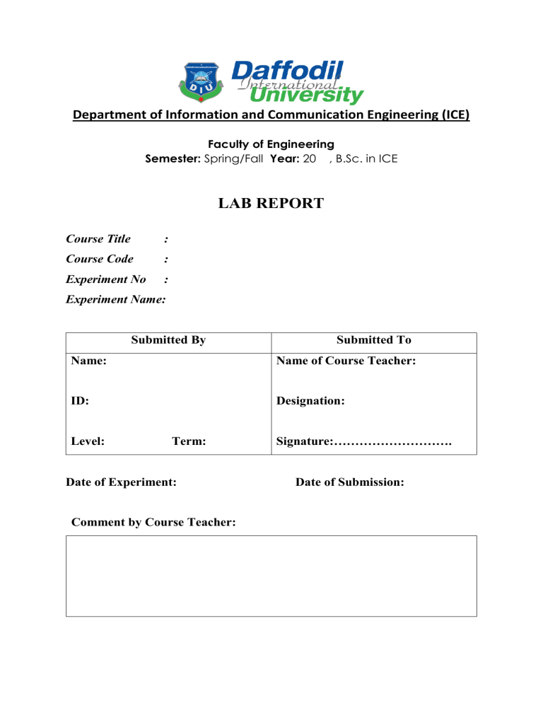 ICE Lab Report Template - Daffodil University