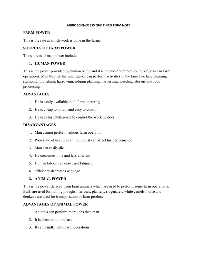 Farm Power: Sources, Advantages & Disadvantages