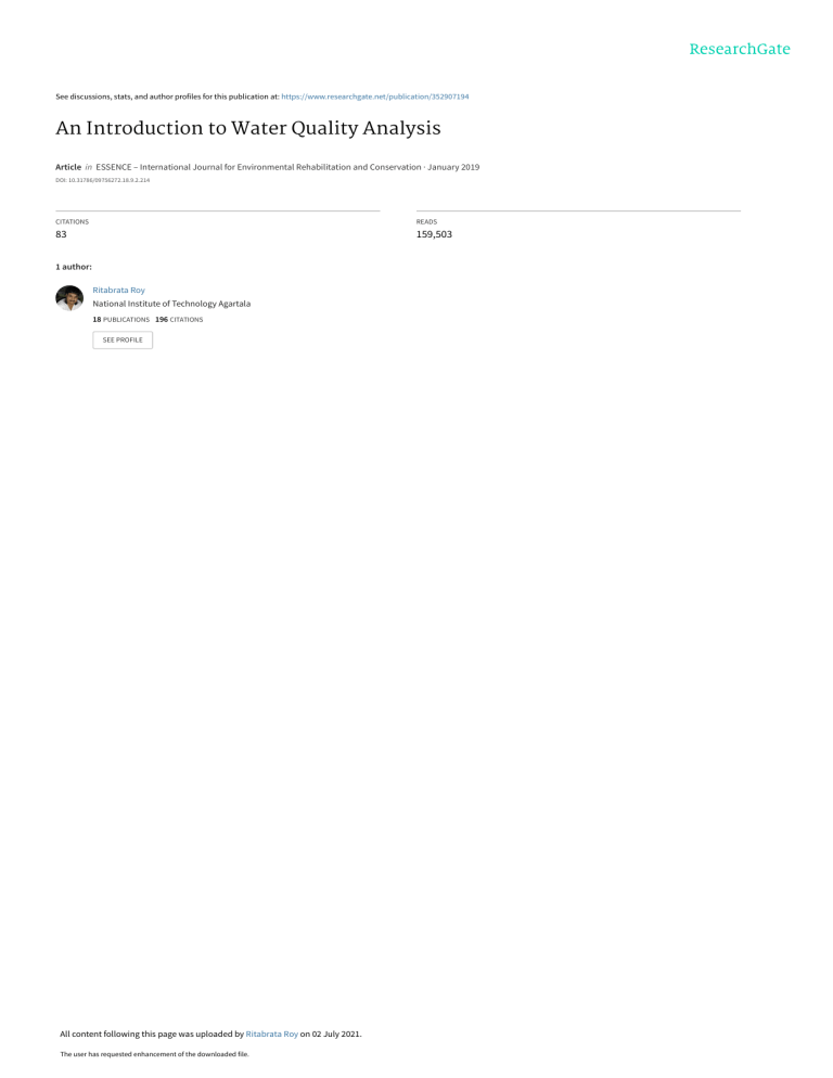 Water Quality Analysis: An Introduction