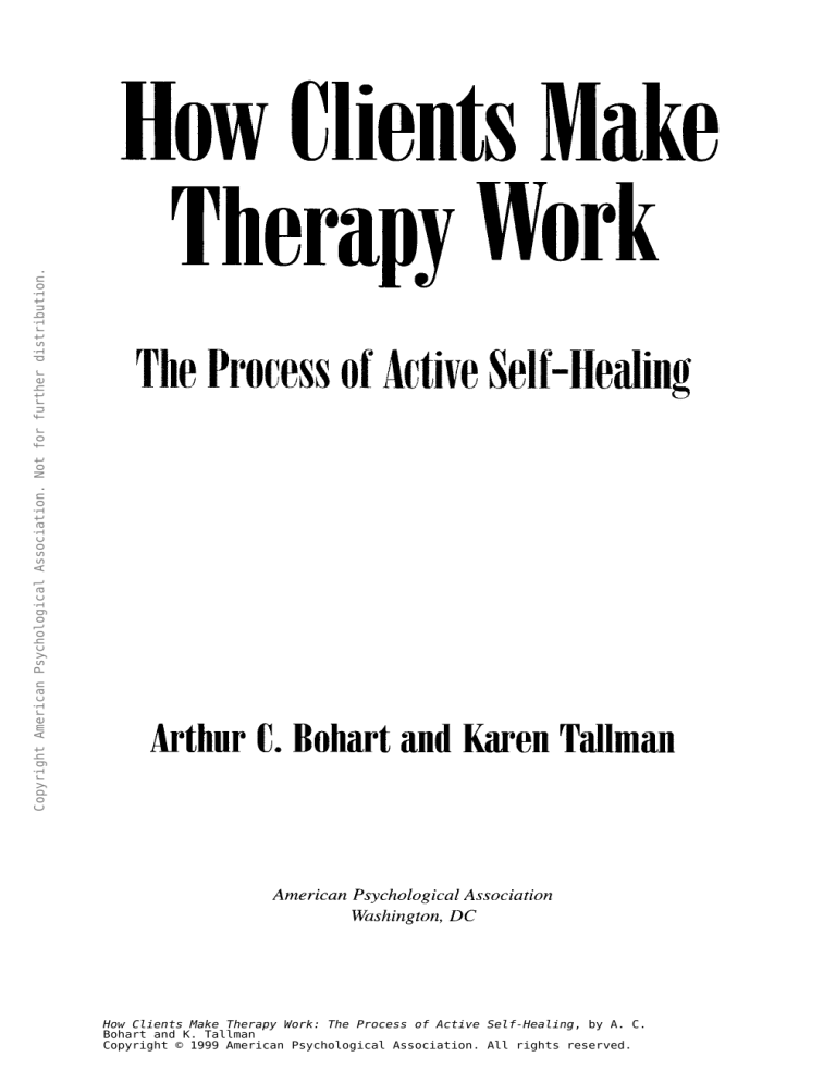 Client's Role in Therapy: Active Self-Healing Process