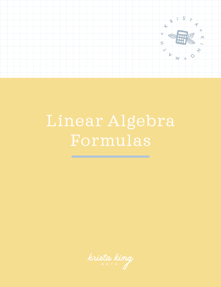 Linear Algebra Formulas Sheet