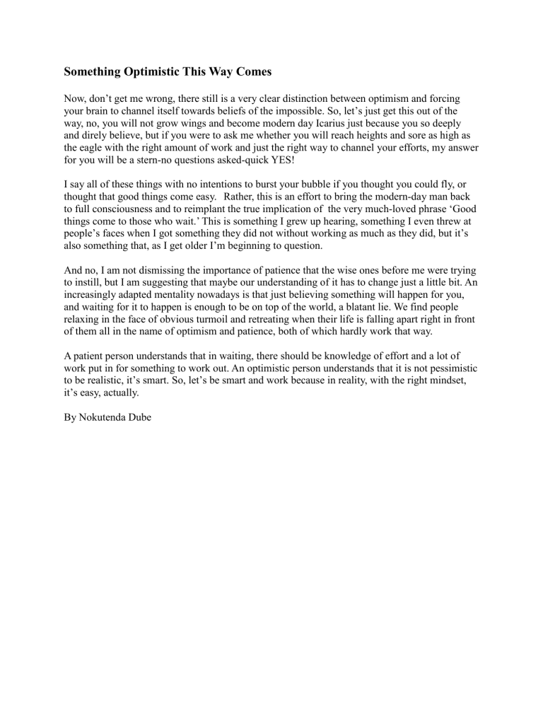 Optimism and Effort: Achieving Goals with the Right Mindset