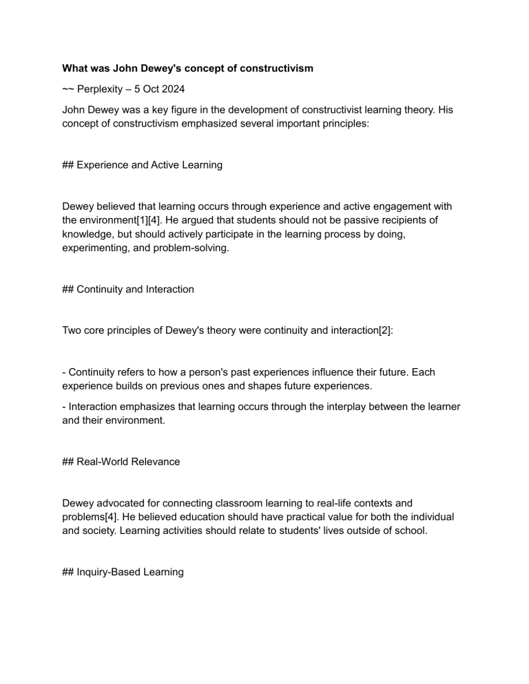 John Dewey's Constructivism & Critical Literacy: Educational Theory Explained