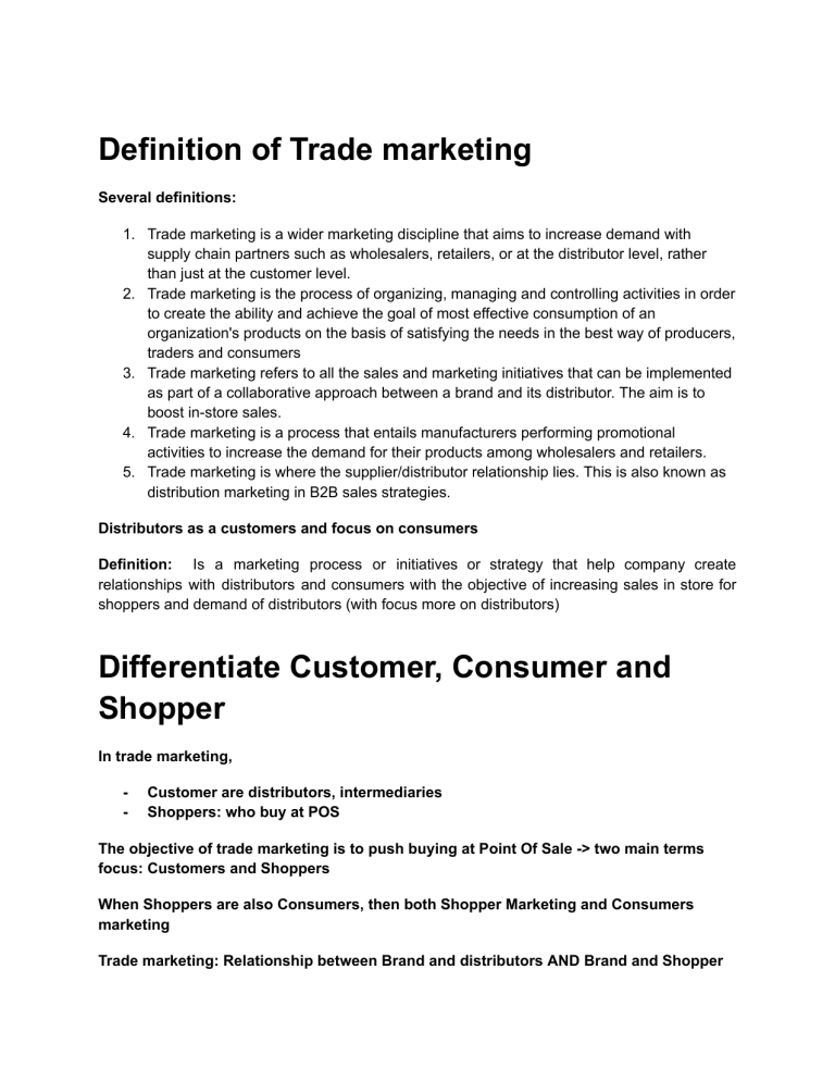 Trade Marketing: Definition, Objectives, and Customer Relationships