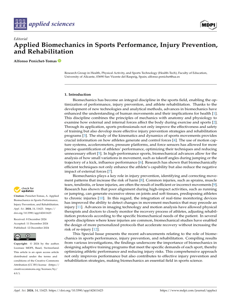Applied Biomechanics in Sports: Performance, Injury, Rehab