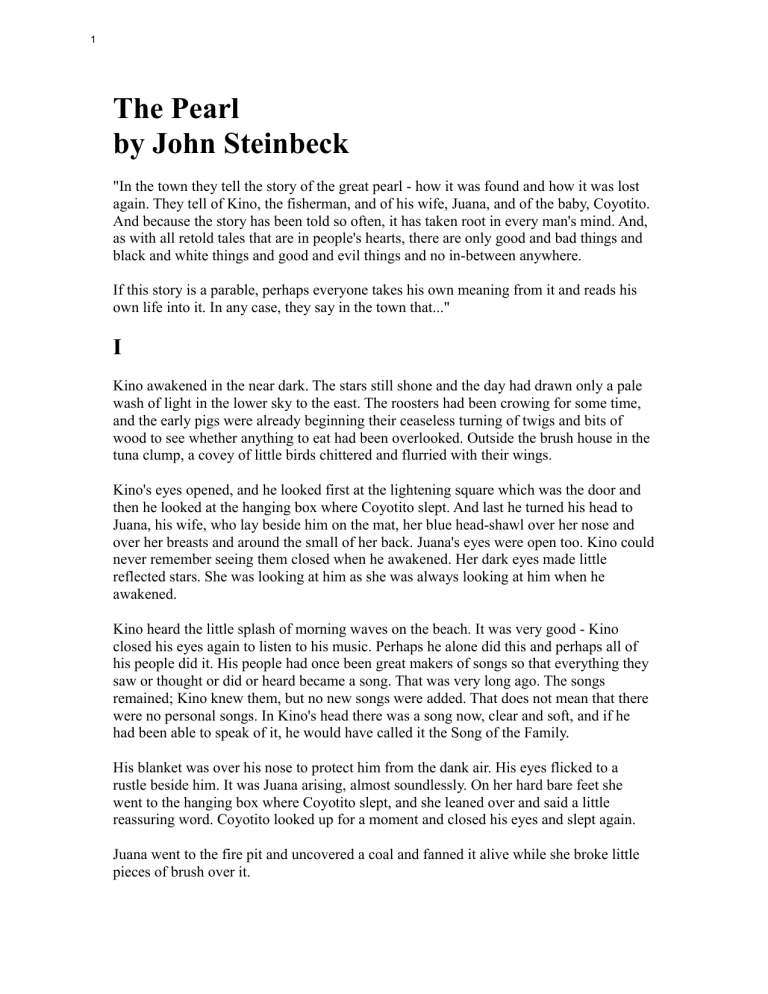 The Pearl by John Steinbeck: Excerpt Analysis