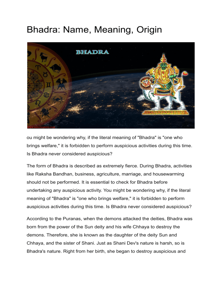 Bhadra: Meaning, Origin & Significance in Hinduism
