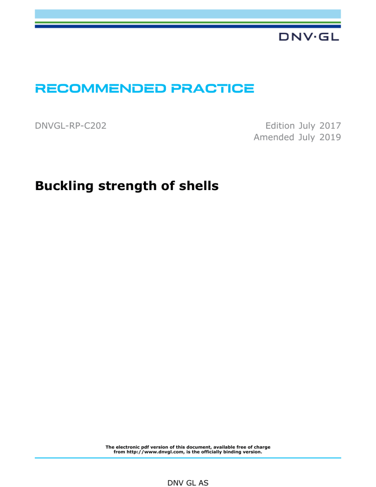 Buckling Strength of Shells: DNVGL-RP-C202 Design Guide