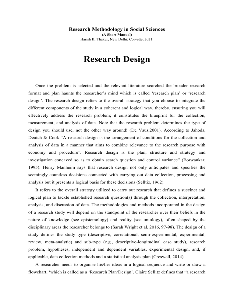 Research Design in Social Sciences: A Short Manual