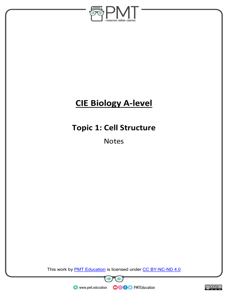 CIE A-level Biology: Cell Structure Notes