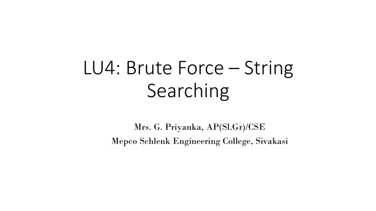 Brute-Force String Searching Algorithm Presentation