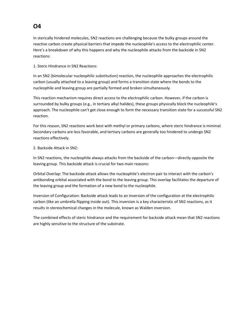 SN2 Reactions: Steric Hindrance & Backside Attack Explained