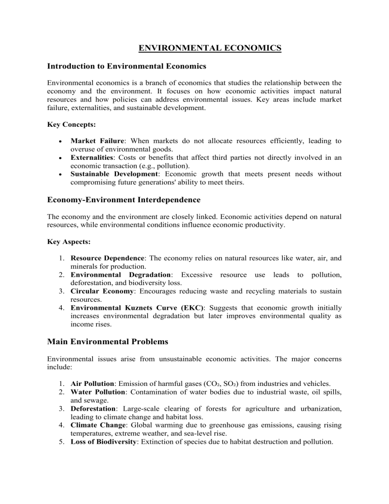 Environmental Economics: Key Concepts & Problems