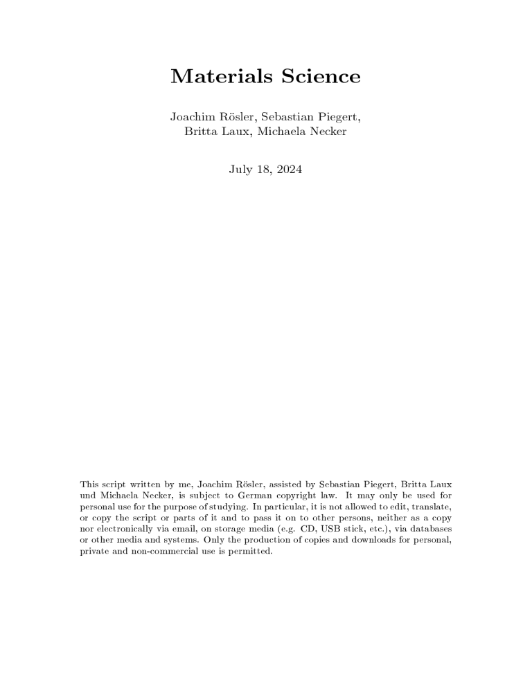 Materials Science Lecture Notes: Structure & Properties