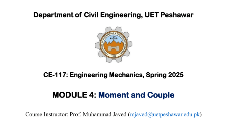 Moment and Couple in Engineering Mechanics