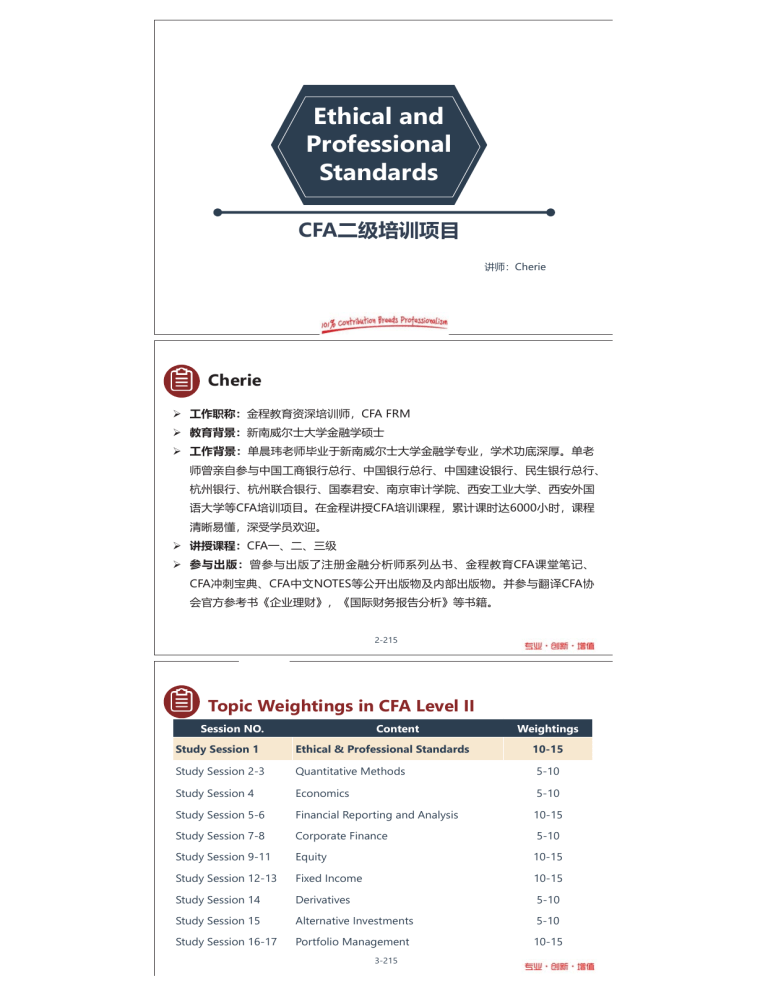 CFA Level II Ethical & Professional Standards Presentation