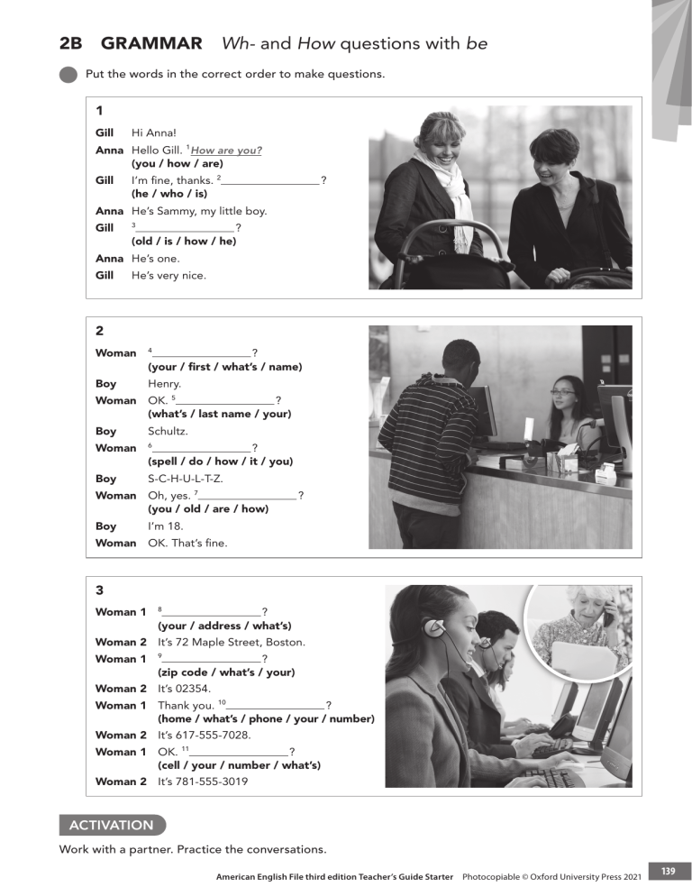 Wh- and How Questions Grammar Exercise for Beginners