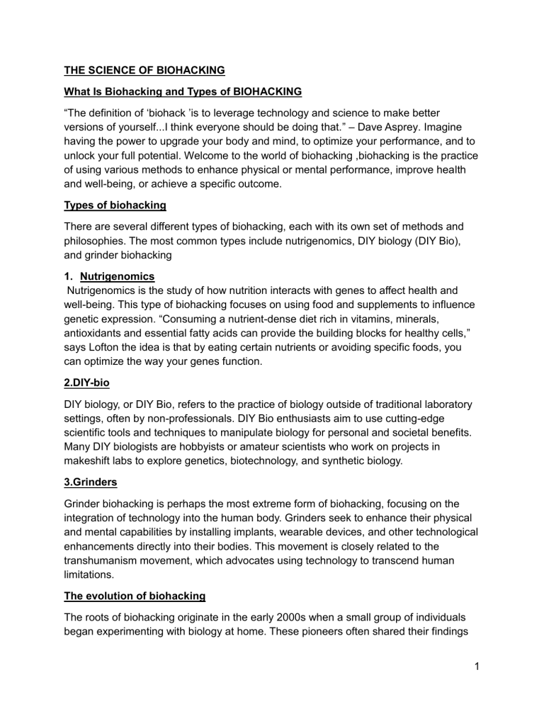 The Science of Biohacking: Types and Evolution