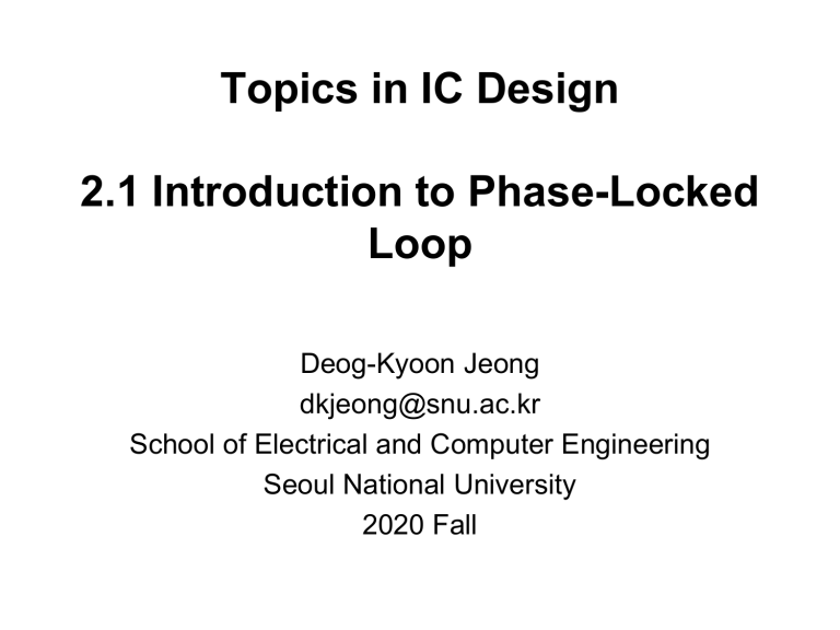 Phase-Locked Loops (PLLs) in IC Design