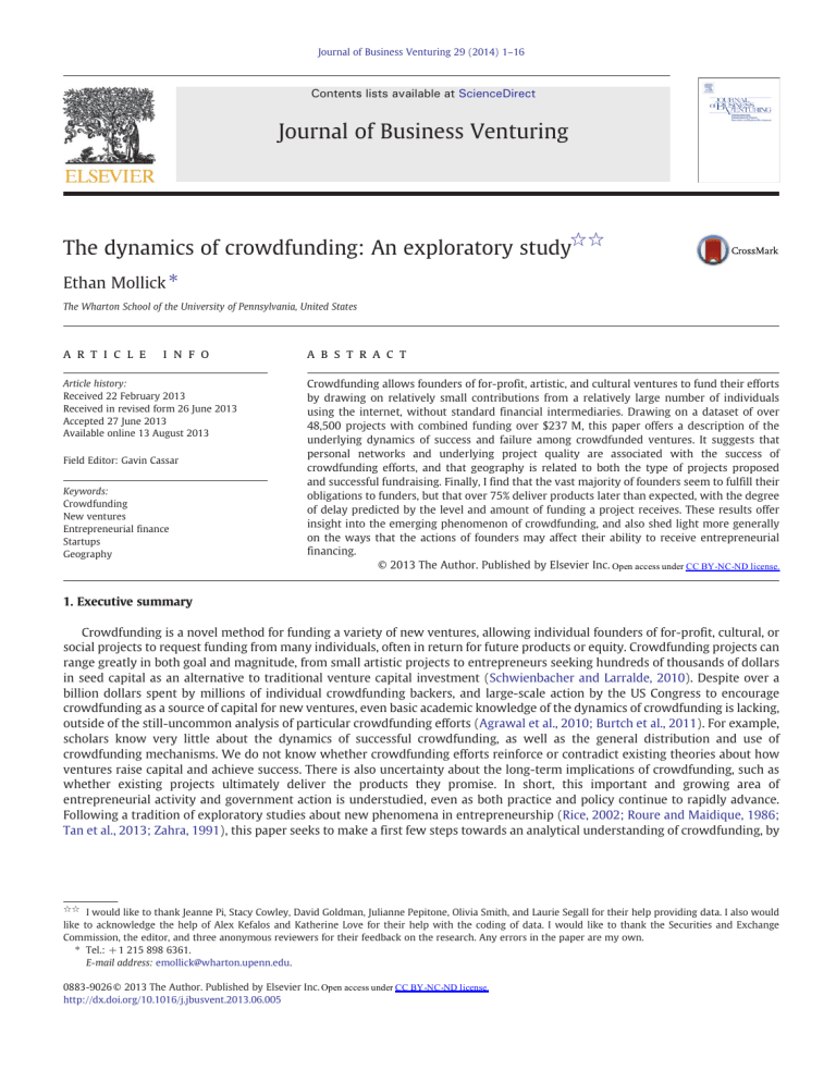 Crowdfunding Dynamics: An Exploratory Study