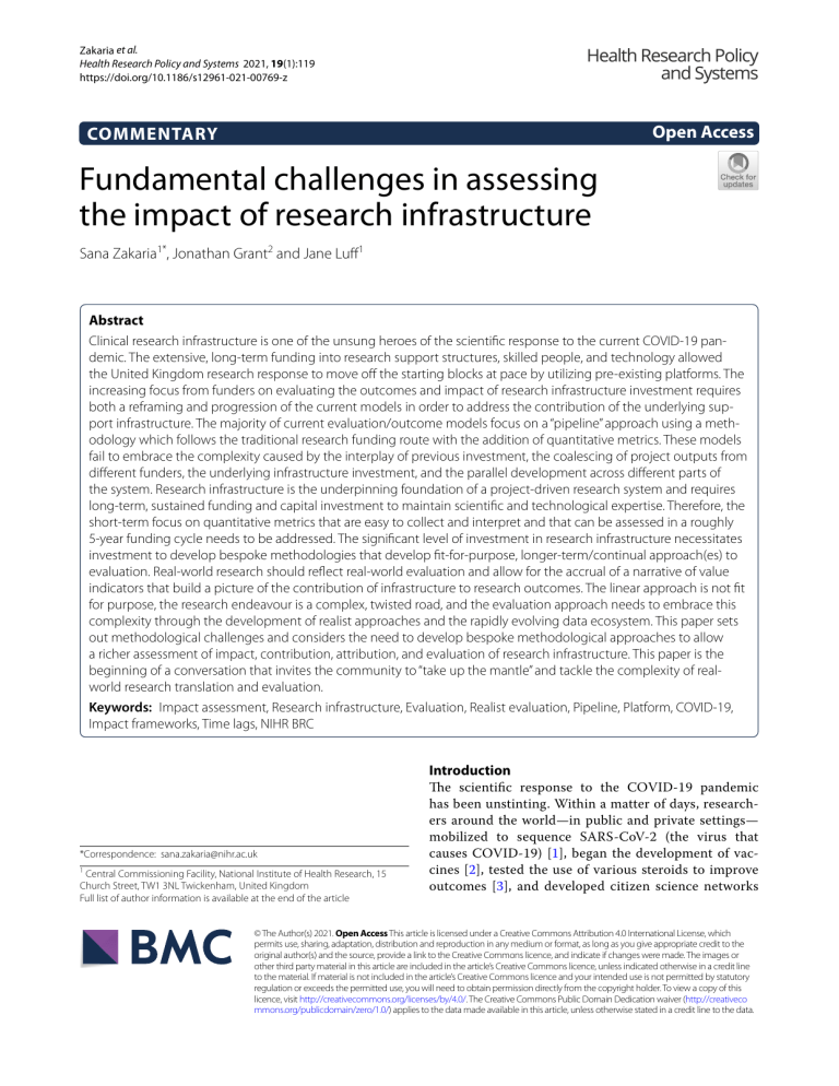 Research Infrastructure Impact Assessment Challenges