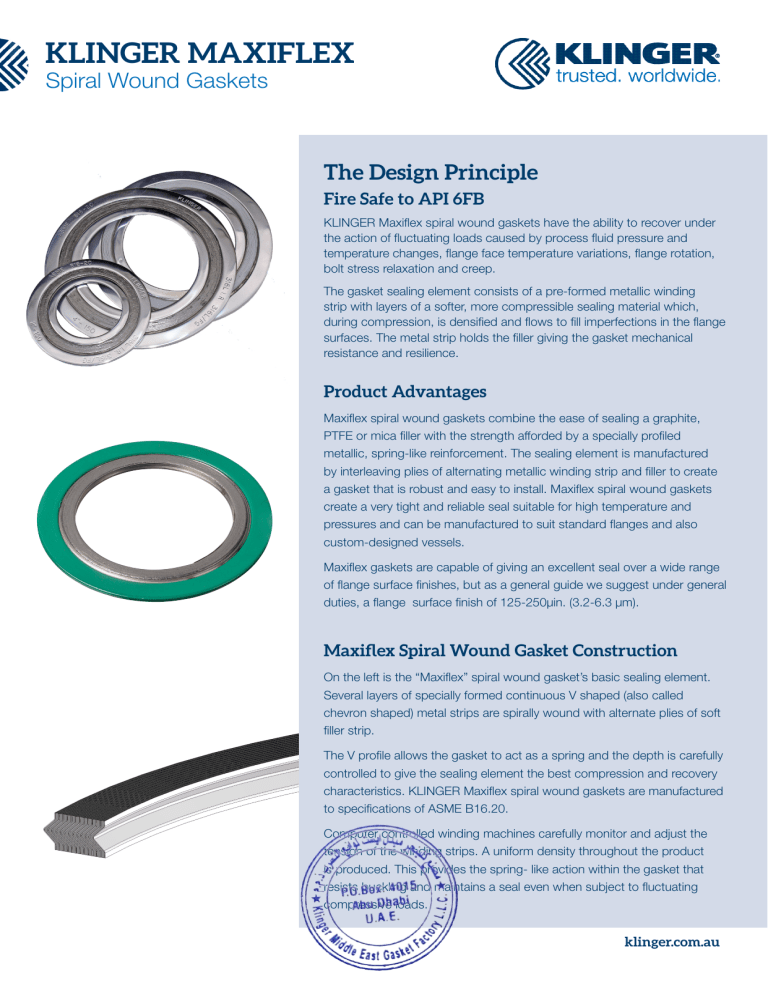 Klinger Maxiflex Spiral Wound Gaskets Datasheet