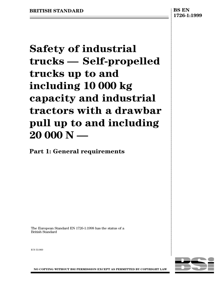 EN 1726-1:1999: Safety of Industrial Trucks Standard