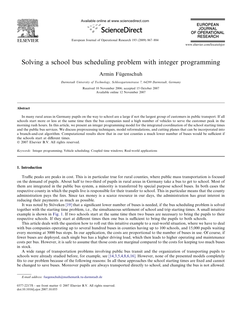 School Bus Scheduling with Integer Programming