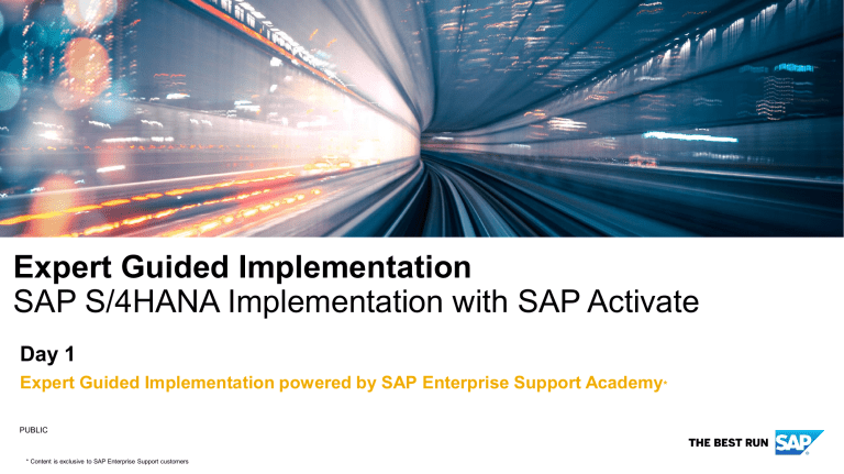 SAP S/4HANA Implementation with SAP Activate - Day 1