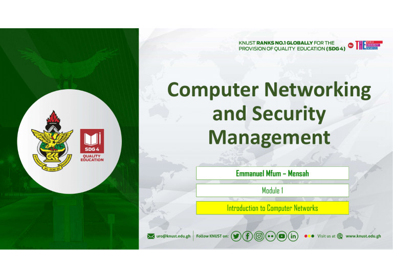 Computer Networking and Security Management Intro
