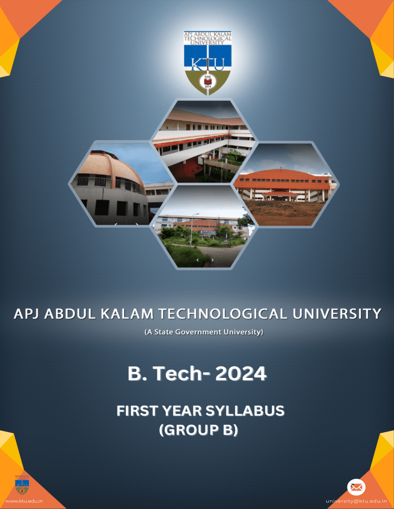 B.Tech First Year Syllabus (Group B) - KTU 2024